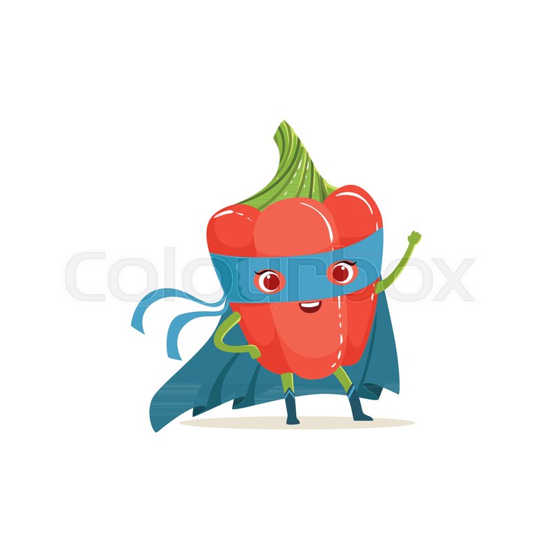 Cartoon character of superhero pepper ... | Stock vector | Colourbox
