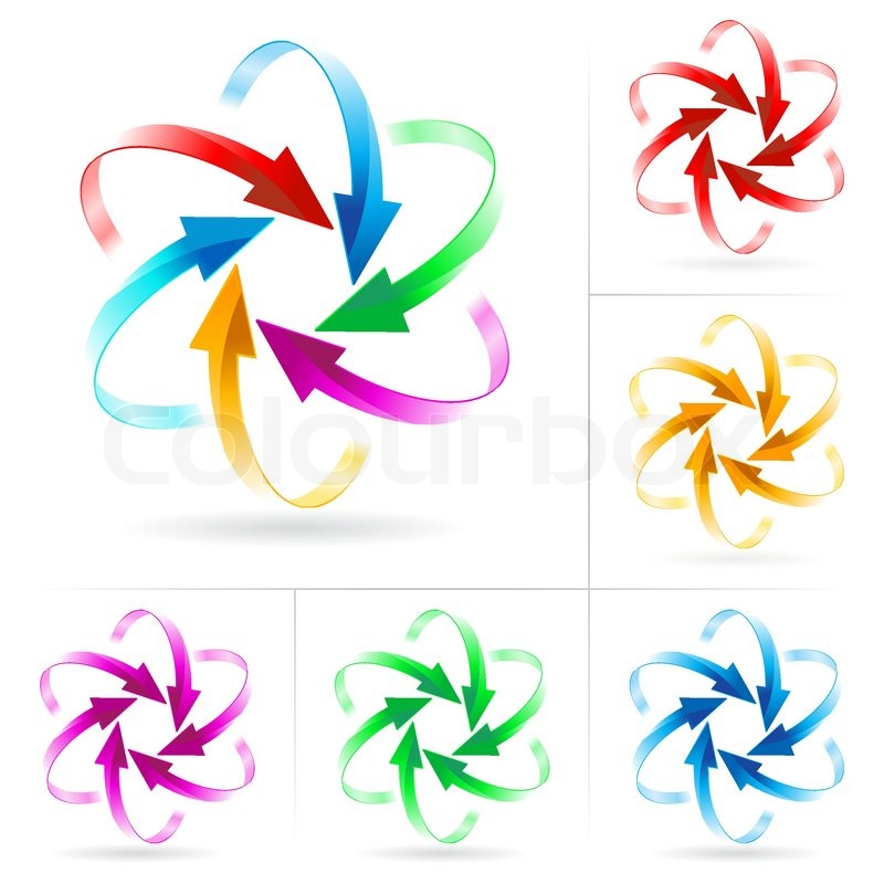 Set #8 of different colored arrow circles isolated on the white | Stock ...