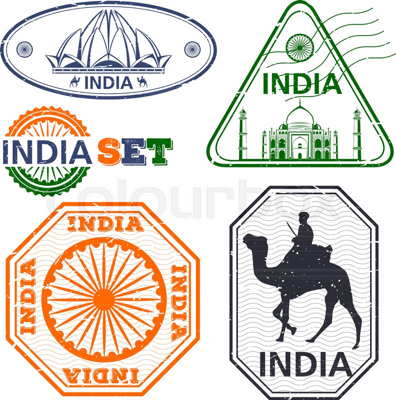India stamps set. Simple drawing. ... | Stock vector | Colourbox