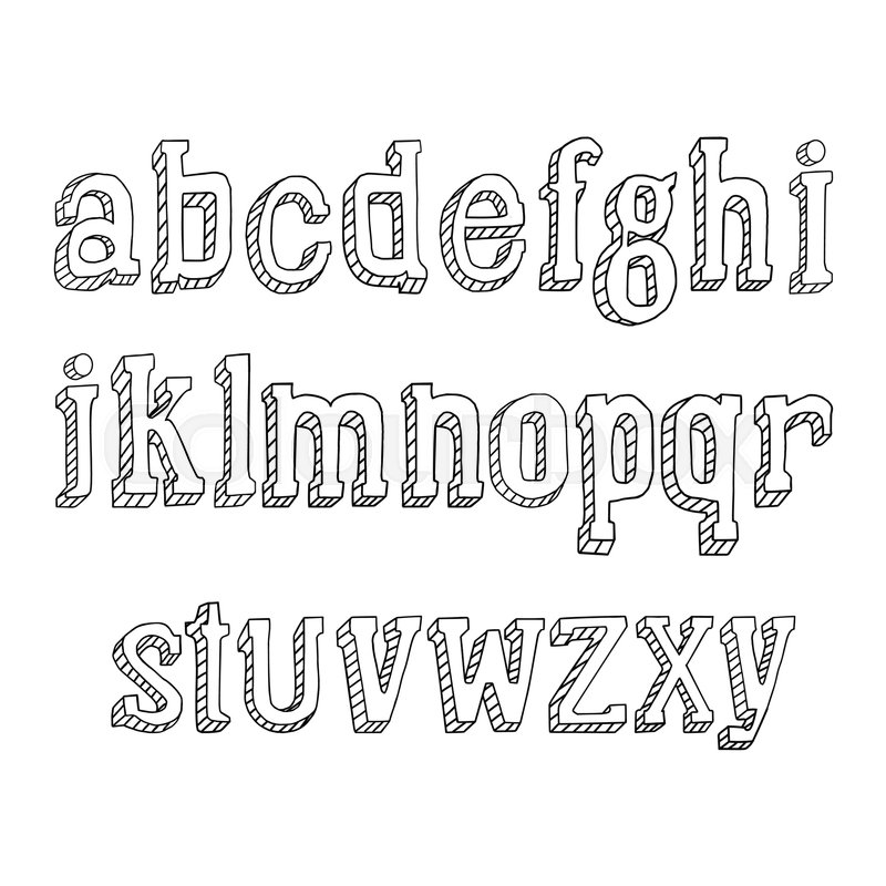 Small letters hand drawn on a white ... | Stock vector | Colourbox