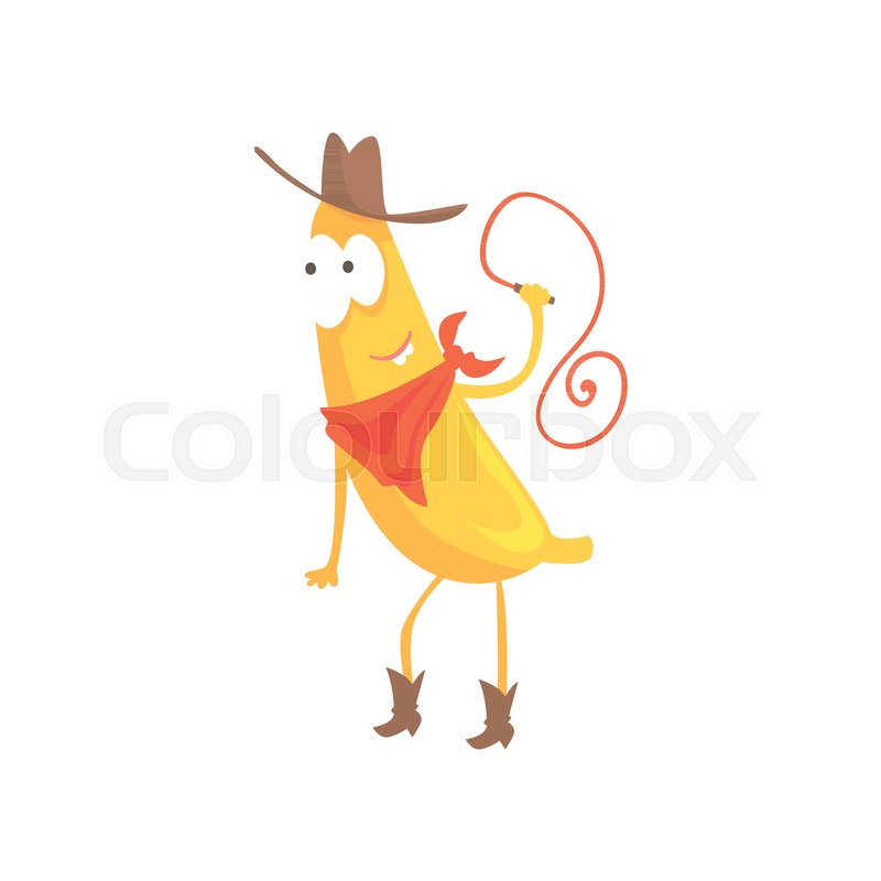 Banana cowboy in American traditional ... | Stock vector | Colourbox