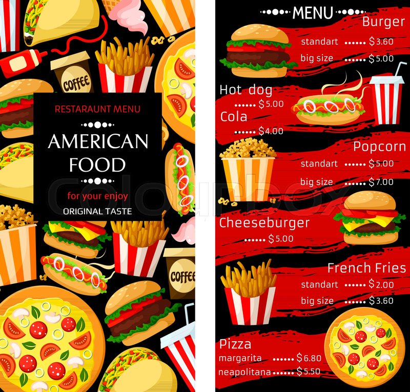 Fast food price menu template for ... | Stock vector | Colourbox