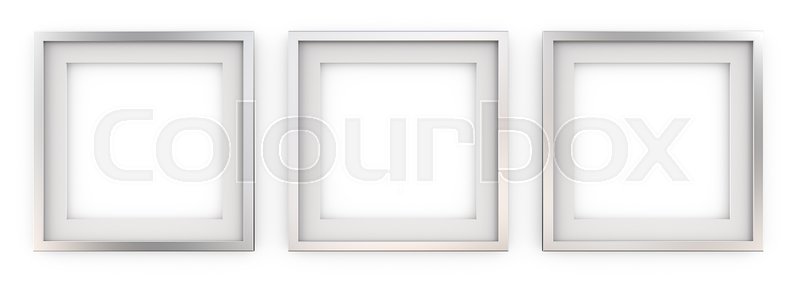 Row of 3 Square Metal Frames with white ... | Stock image | Colourbox