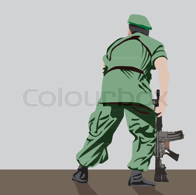 Illustration of A Soldier from Back ... | Stock vector | Colourbox