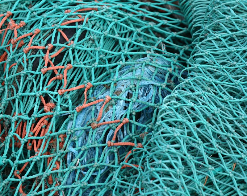 Fishnet in a harbor in denmark | Stock image | Colourbox
