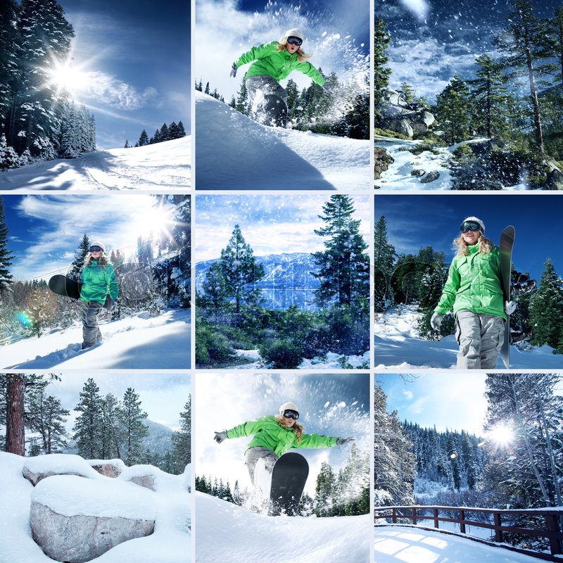 Snowboarder theme collage composed of a ... | Stock image | Colourbox