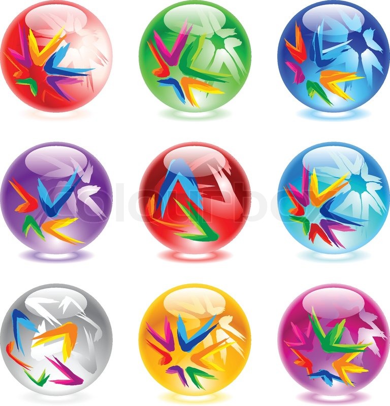 Collection of colorful glossy spheres ... | Stock vector | Colourbox