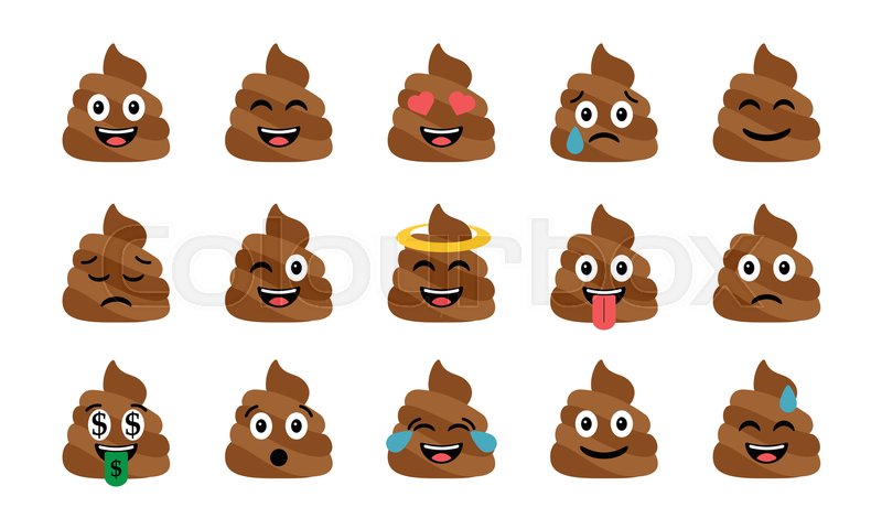 Cute funny poop set. Emotional shit ... | Stock vector | Colourbox