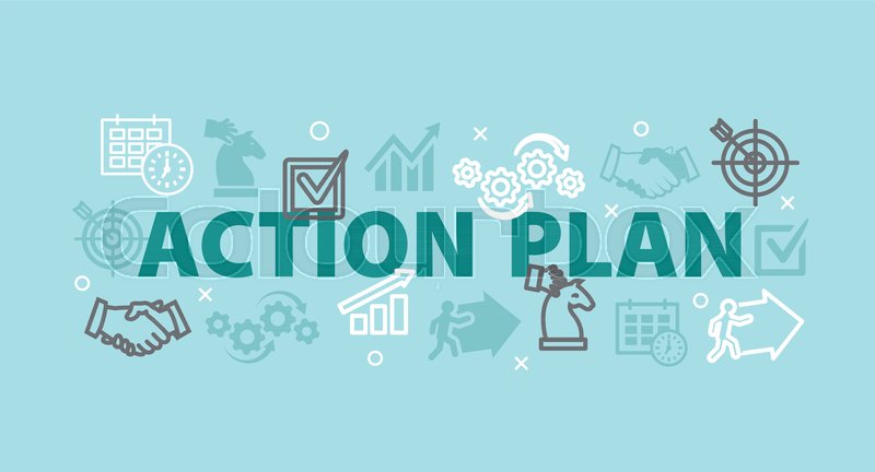 ACTION PLAN Concept with icons and ... | Stock vector | Colourbox