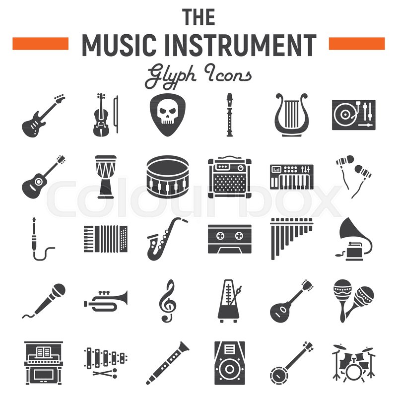 Music instruments glyph icon set, ... | Stock-Vektor | Colourbox