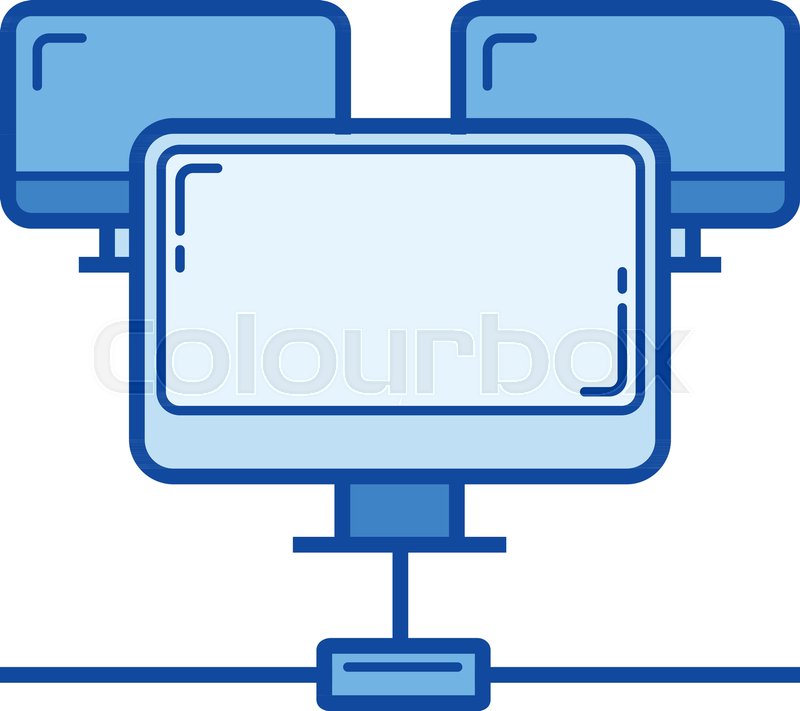 Group of monitors linked in a ... | Stock vector | Colourbox
