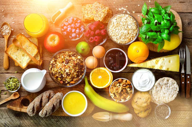 Healthy breakfast ingredients, food ... | Stock image | Colourbox