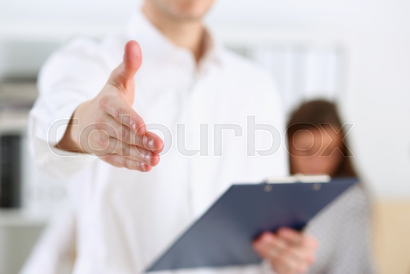 Businessman offer hand to shake as ... | Stock image | Colourbox