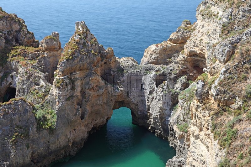 Cliffs at the coast of Algarve, ... | Stock image | Colourbox