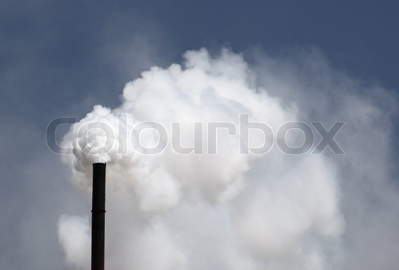 Factory chimney blowing co2 into ... | Stock image | Colourbox