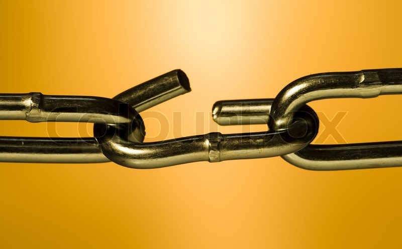Close-up of a broken link in a chain | Stock image | Colourbox