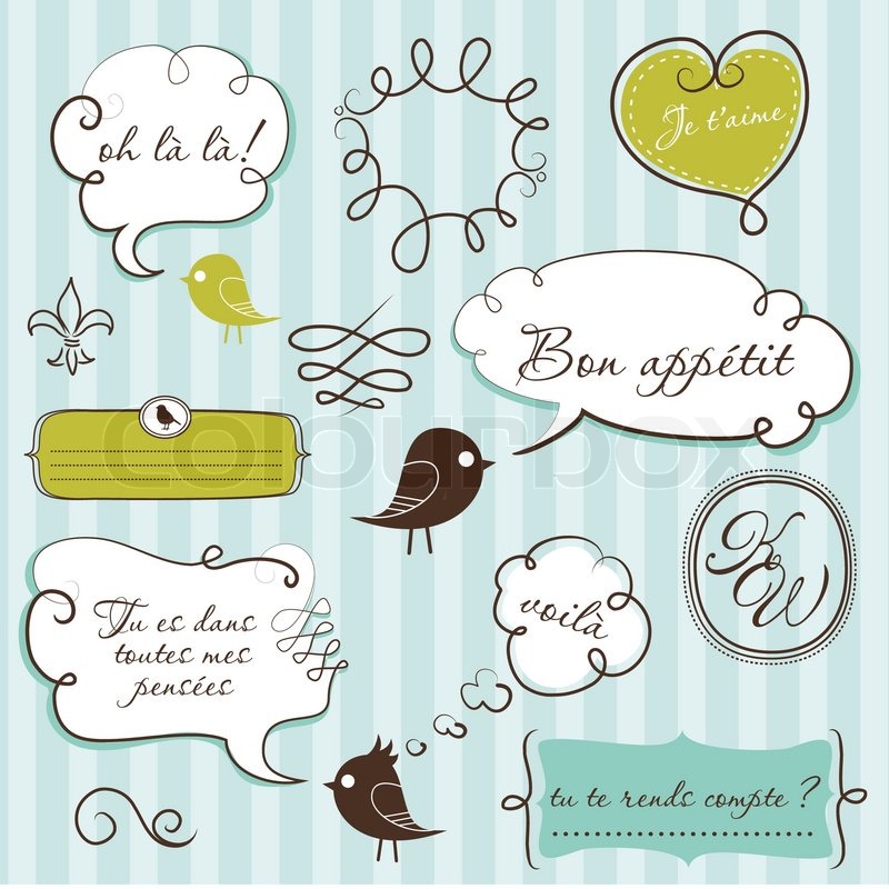 Speech bubbles set in French style | Stock vector | Colourbox