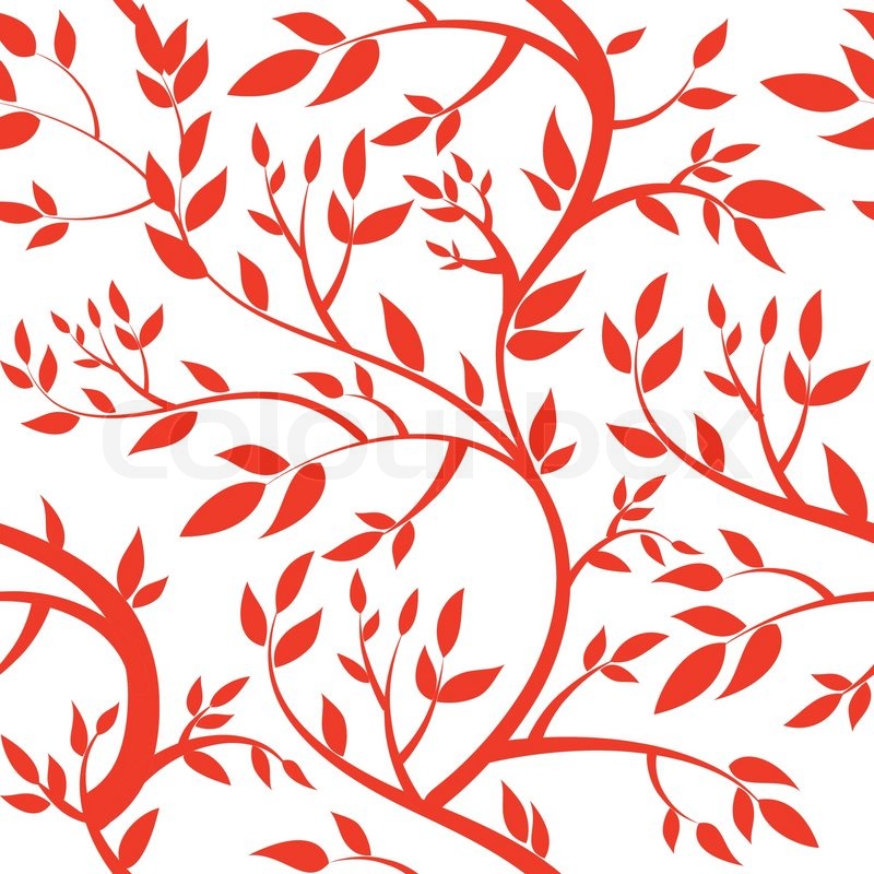 Seamless wallpaper - red leaves | Stock vector | Colourbox