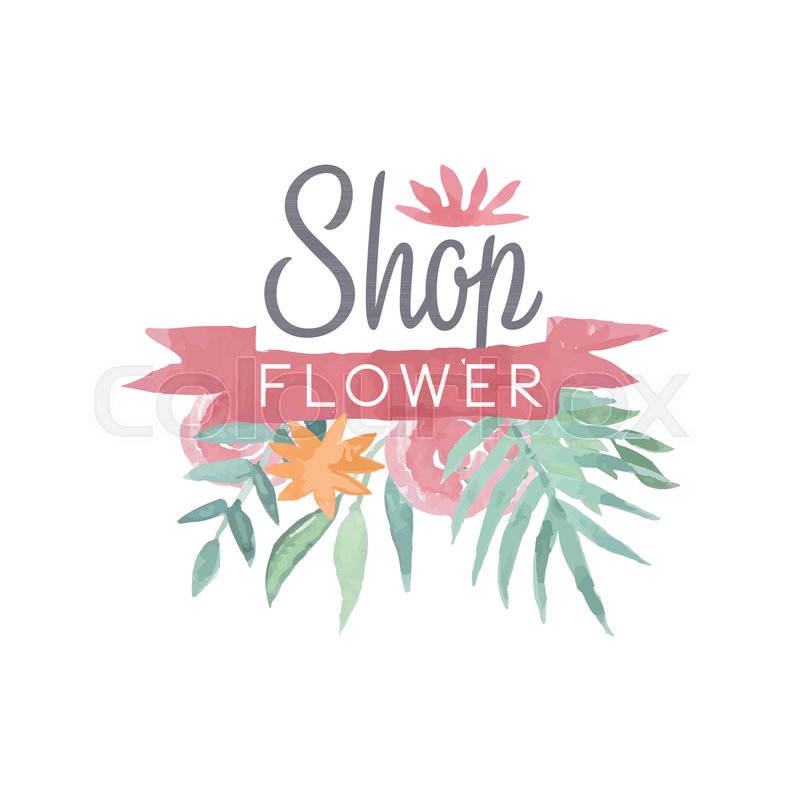 Flower shop colorful logo template ... | Stock vector | Colourbox