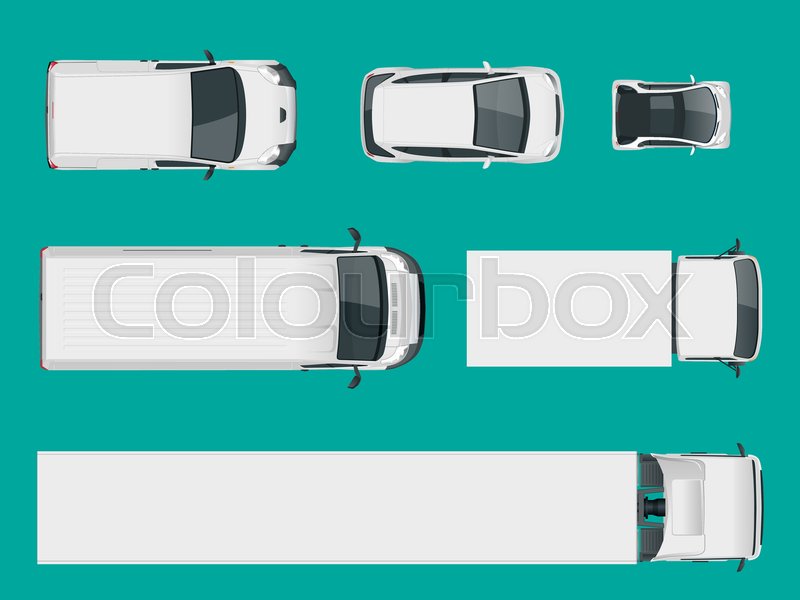 Set of cargo trucks. View from above. ... | Stock vector | Colourbox