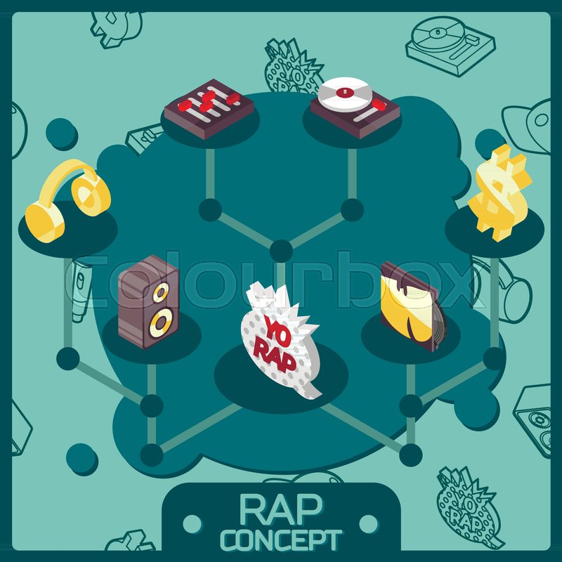 Rap color isometric concept icons. ... | Stock vector | Colourbox