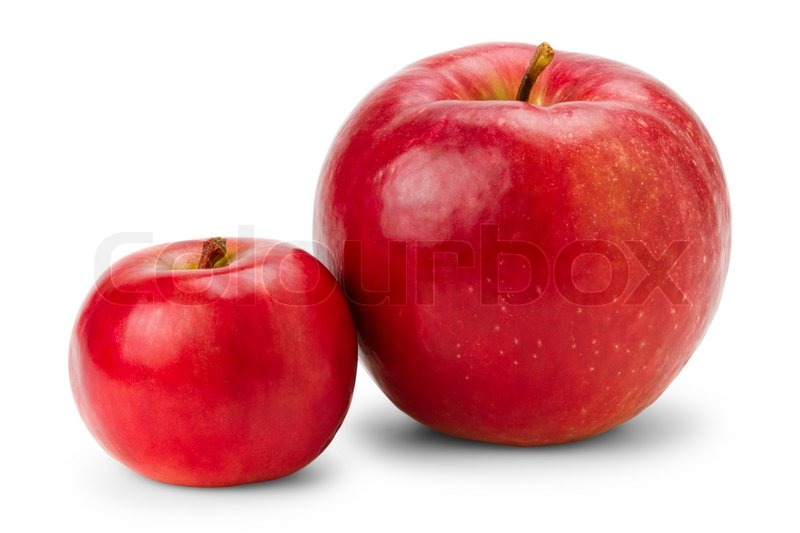Big and small red apples on white | Stock Photo | Colourbox