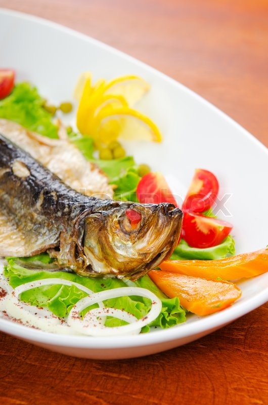 Fried fish in the plate | Stock image | Colourbox