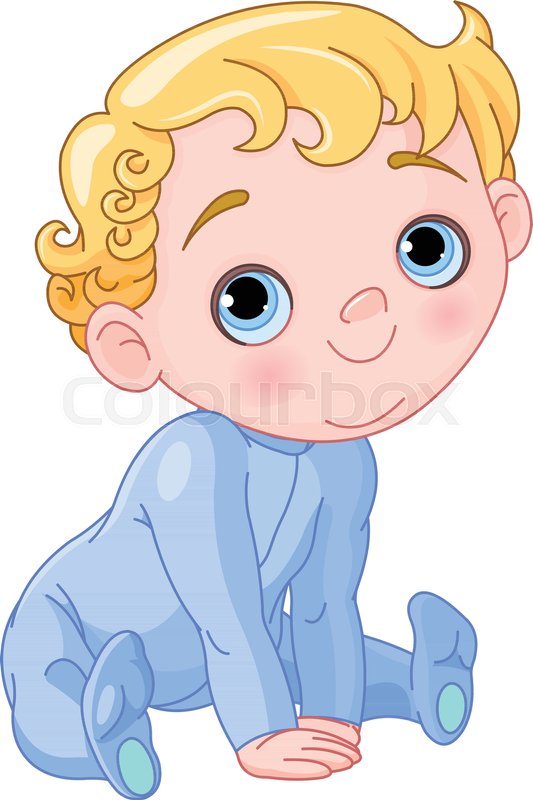 Illustration of creeping baby | Stock vector | Colourbox