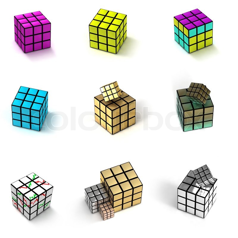 9 types of toy cubes isolated on white | Stock image | Colourbox