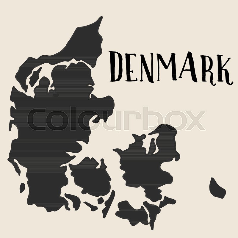 Doodle Freehand map sketch of Denmark ... | Stock vector | Colourbox