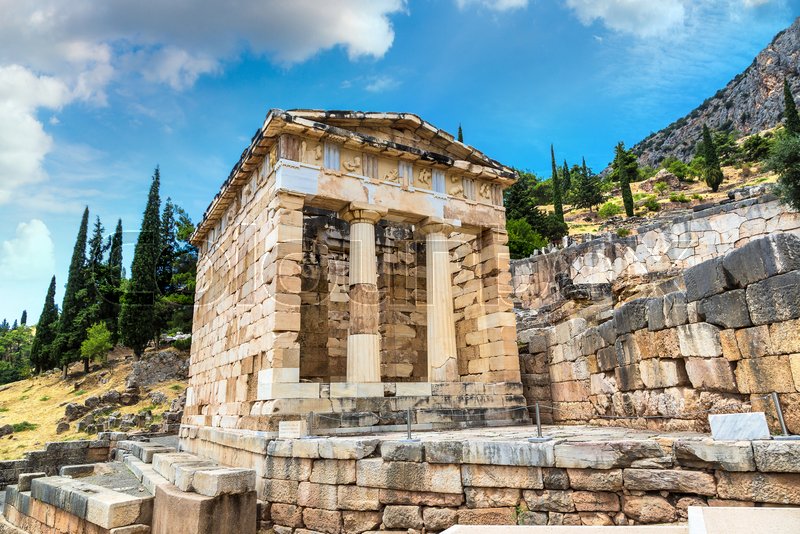 The Athenian treasury in Delphi, Greece ... | Stock image | Colourbox