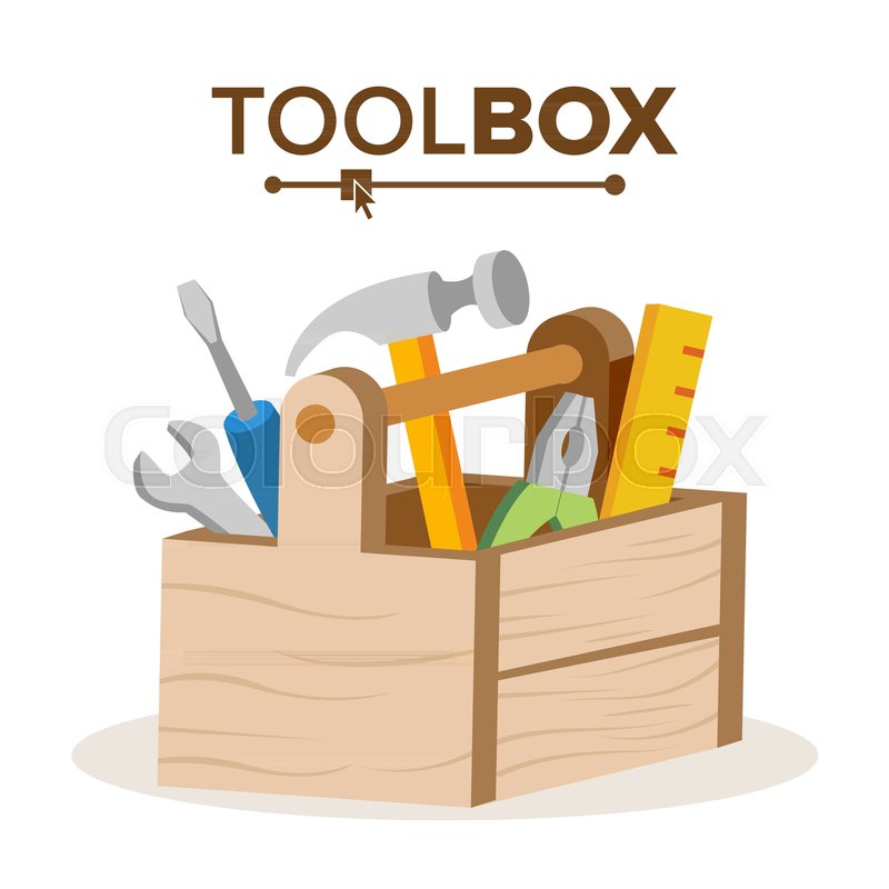 Wooden Classic Toolbox Vector. Full Of ... | Stock vector | Colourbox