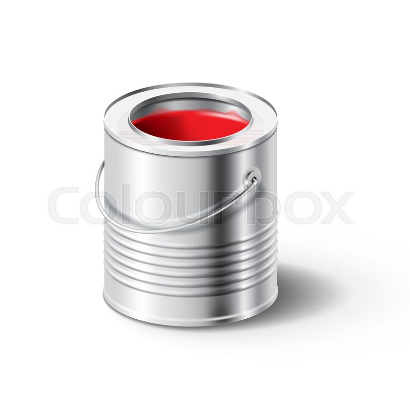 Realistick metal paint can with red ... | Stock vector | Colourbox