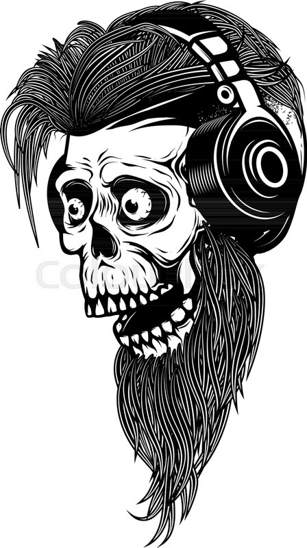 Bearded zombie head with headphones. ... | Stock vector | Colourbox