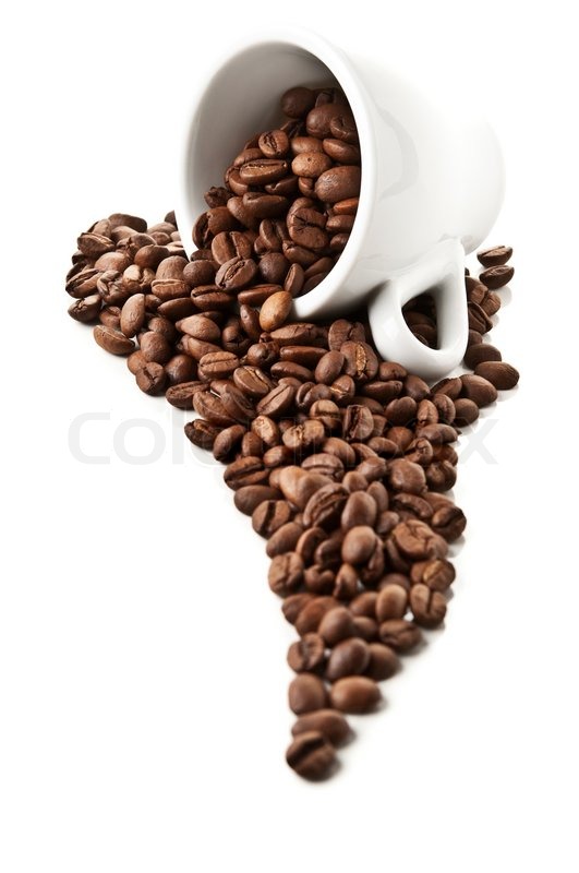 Coffee beans and cup isolated on a ... | Stock image | Colourbox
