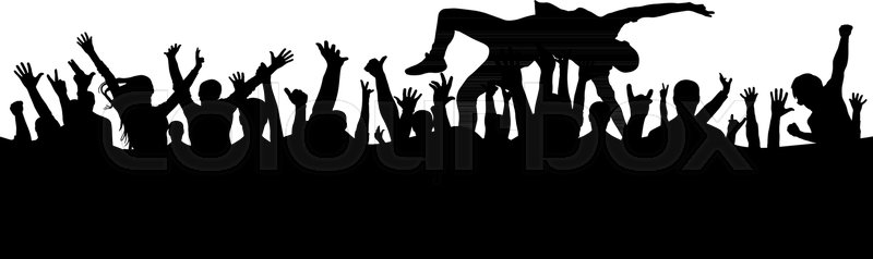 Jump into the crowd. A man leaps into ... | Stock vector | Colourbox