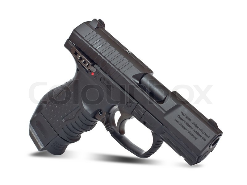 Black semi automatic handgun isolated ... | Stock image | Colourbox