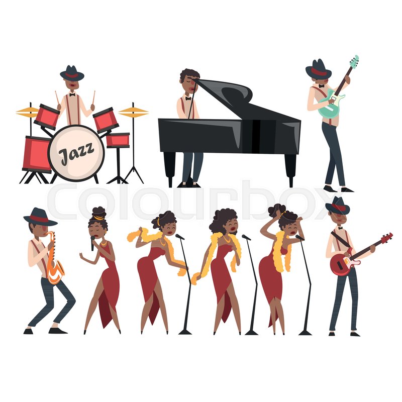Jazz artists characters set isolated ... | Stock vector | Colourbox