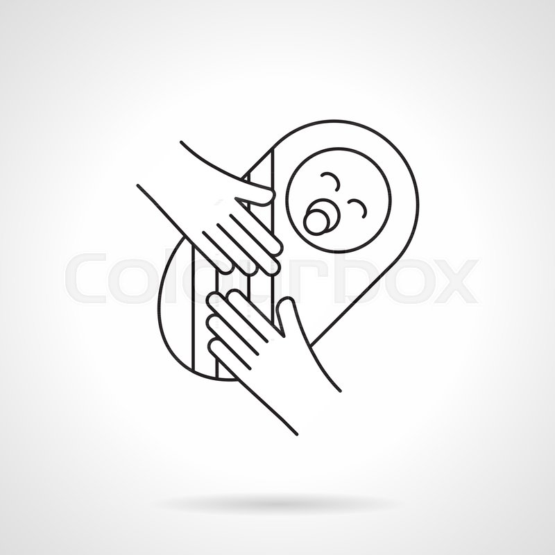 Symbol of newborn in hands. Childbirth ... | Stock vector | Colourbox