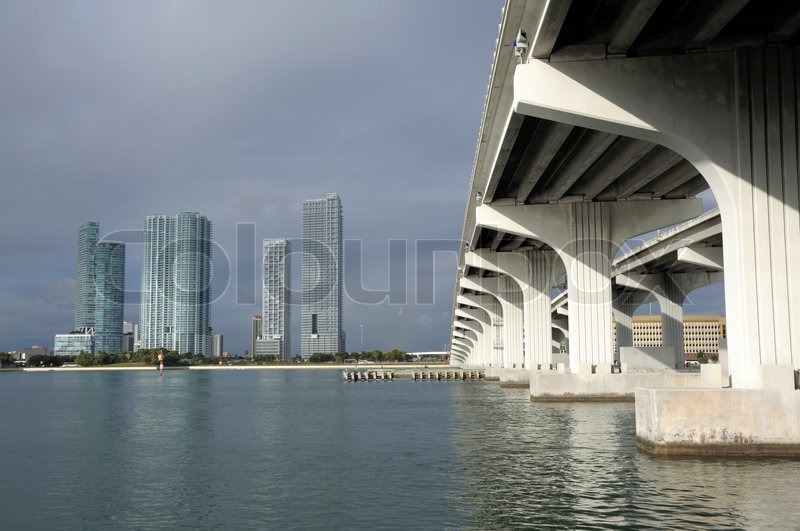 Bridge over the Biscayne Bay, Miami ... | Stock image | Colourbox