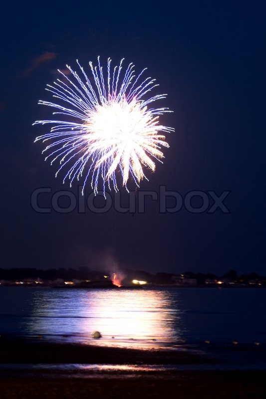 Beautiful fireworks going off over the ... | Stock image | Colourbox