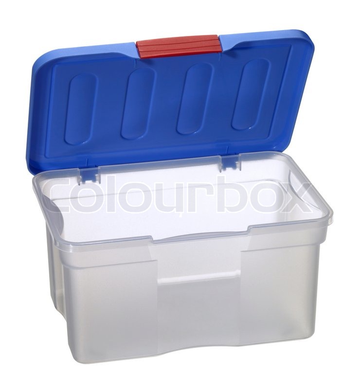Translucent plastic box with blue top | Stock image | Colourbox