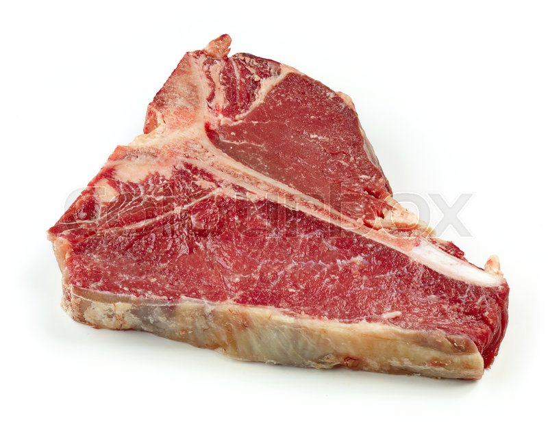 Raw T bone steak isolated on white ... | Stock image | Colourbox