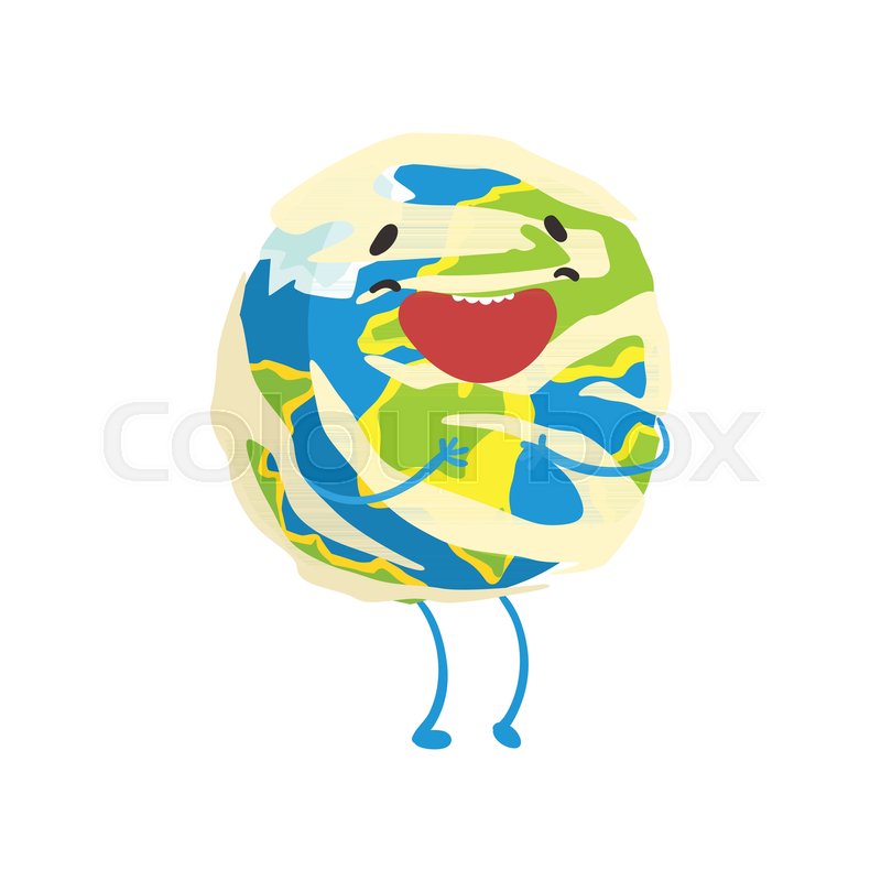 Happy smiling cartoon Earth planet ... | Stock vector | Colourbox
