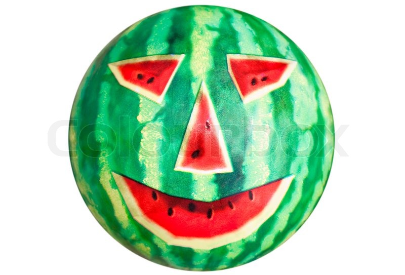 Watermelon with a face isolated on ... | Stock image | Colourbox