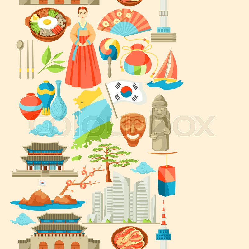South Korea seamless pattern. Korean ... | Stock vector | Colourbox