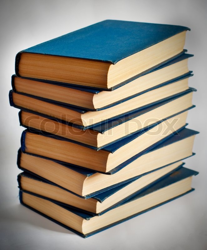 Stack of old blue books | Stock image | Colourbox