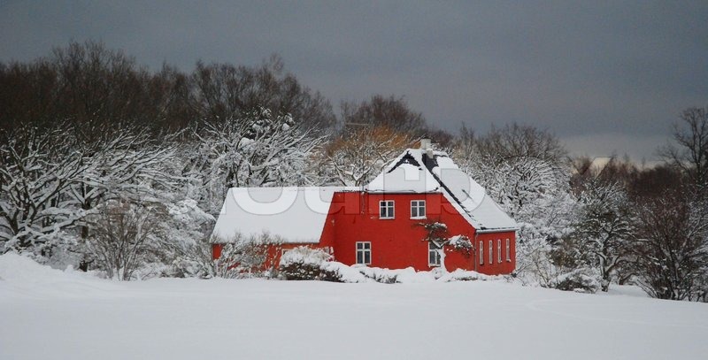 A Typical Danish Red House in the ... | Stock image | Colourbox