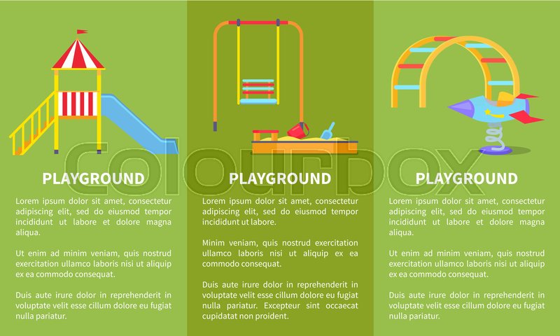 Playground set of posters with ... | Stock vector | Colourbox