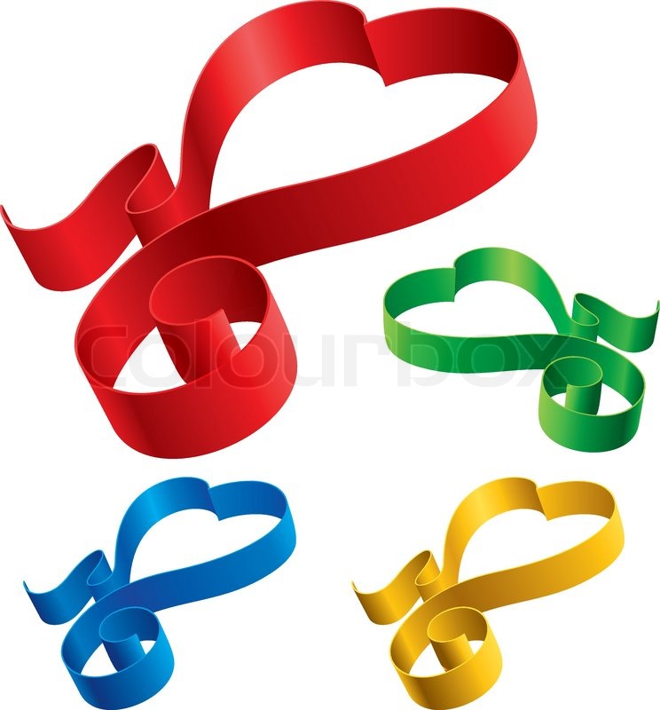 Simple color ribbon hearts - vector ... | Stock vector | Colourbox